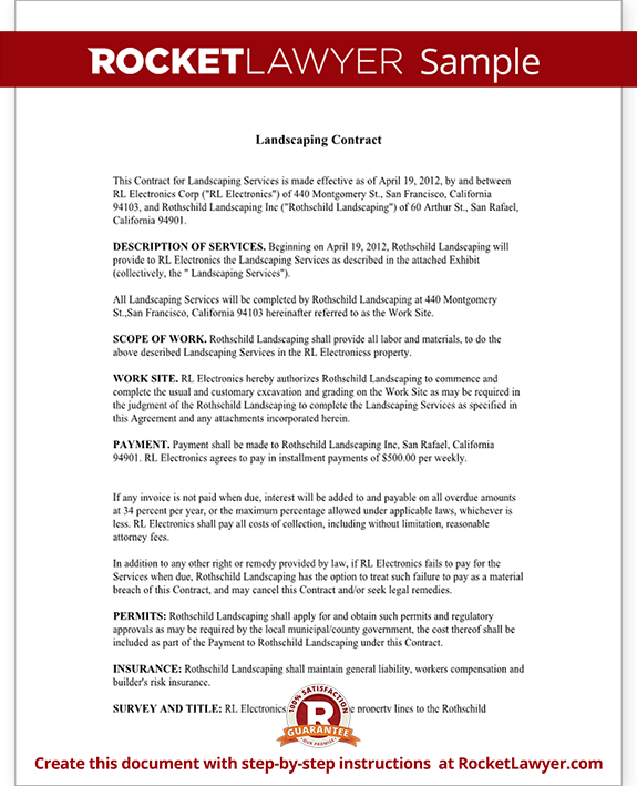 Landscaping Contract Template Lawn Maintenance Contract