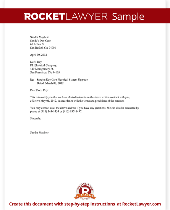 Termination Of Services Letter Sample Sample Business Letter