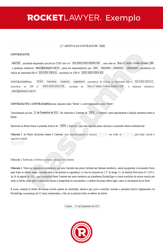 Modelo de Aditivo/ Alteração Contratual