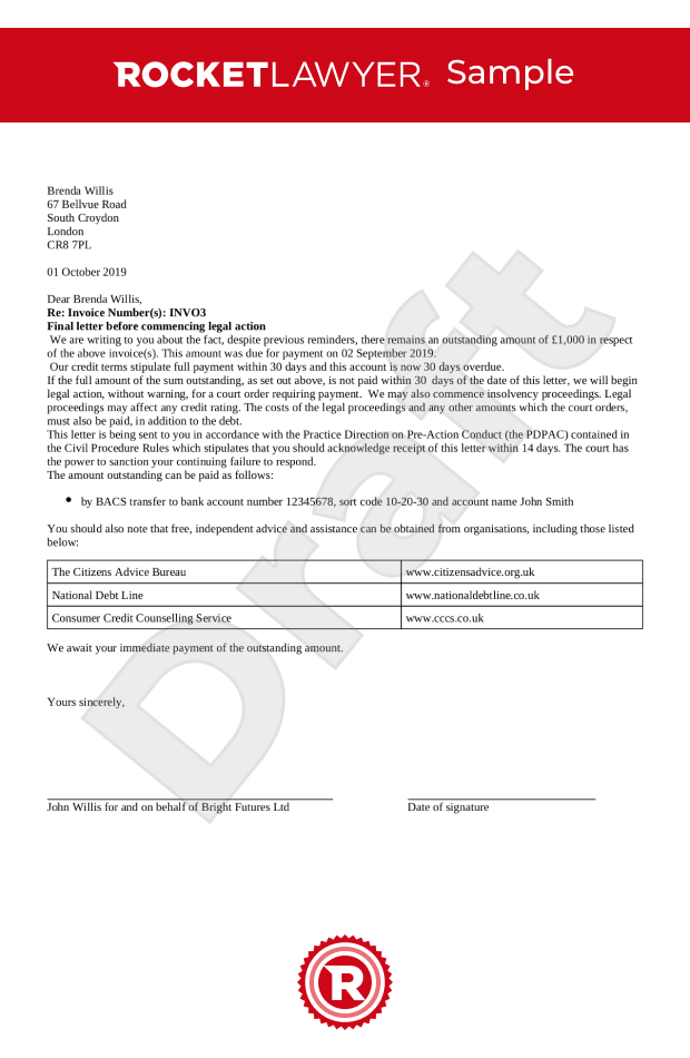 Letter Before Action UK Template Free Letter Before Claim