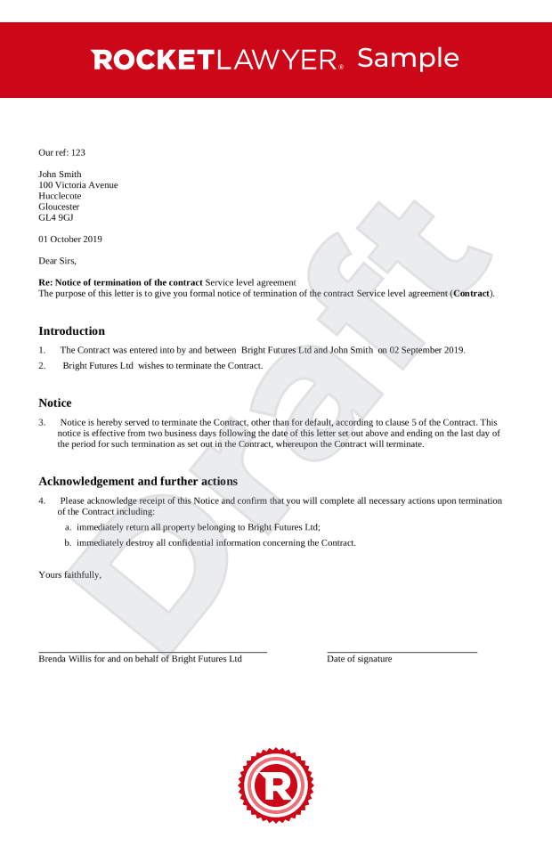 Contract Termination Letter UK Template Make Yours For Free