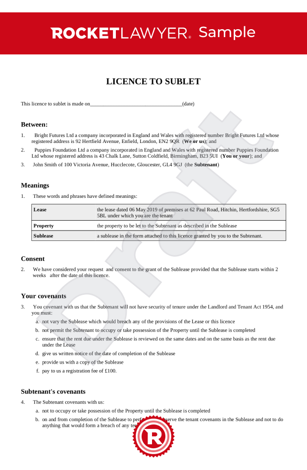 Free Licence To Assign Template FAQs Rocket Lawyer UK