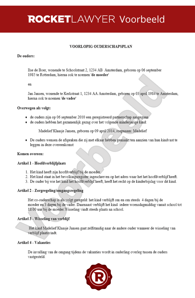 Ouderschapsplan Opstellen | Snel en Makkelijk