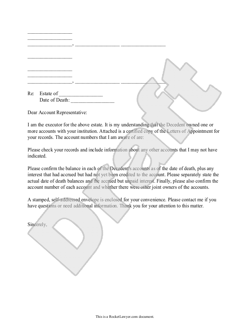 Free Bank Confirmation Letter Template Rocket Lawyer
