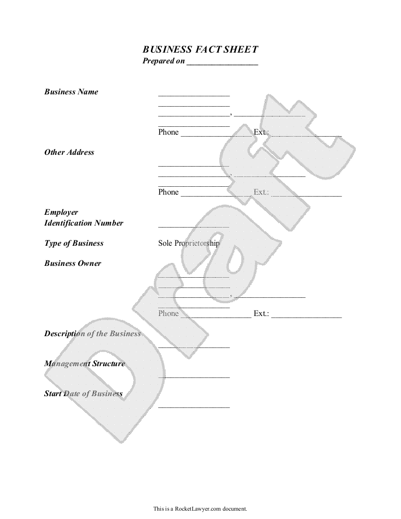 Free Business Fact Sheet Template & FAQs | Rocket Lawyer