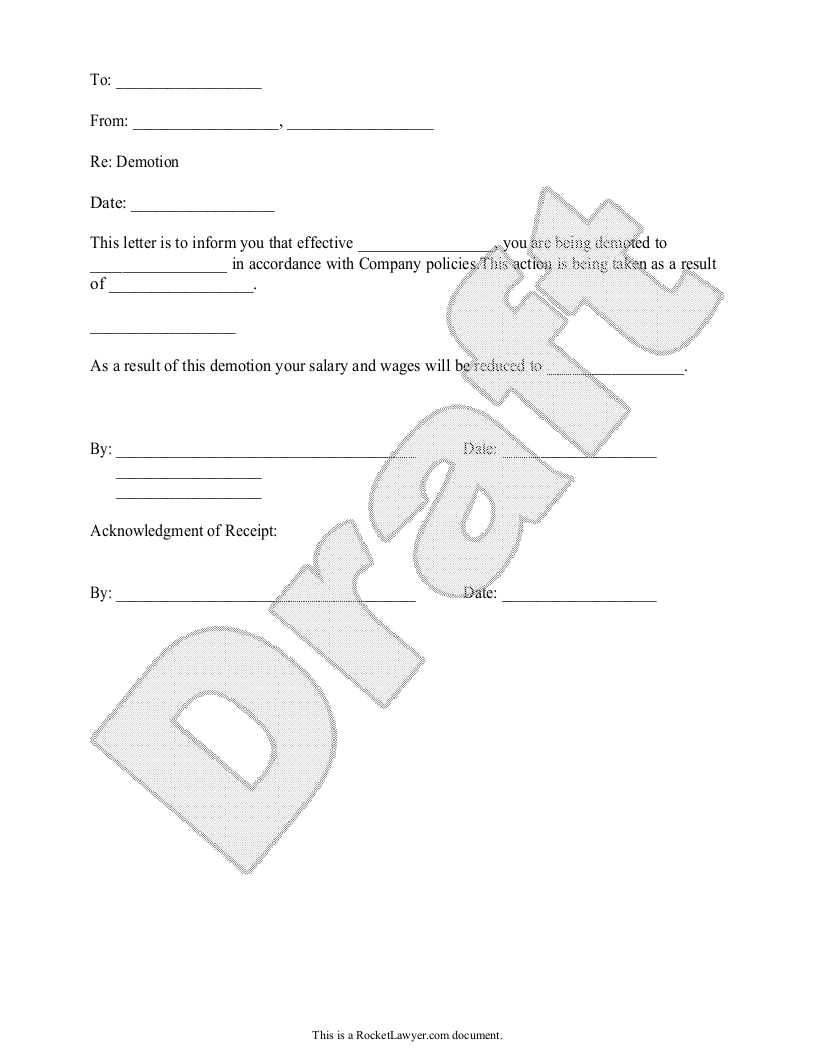 Free Demotion Letter Make Sign Download Rocket Lawyer