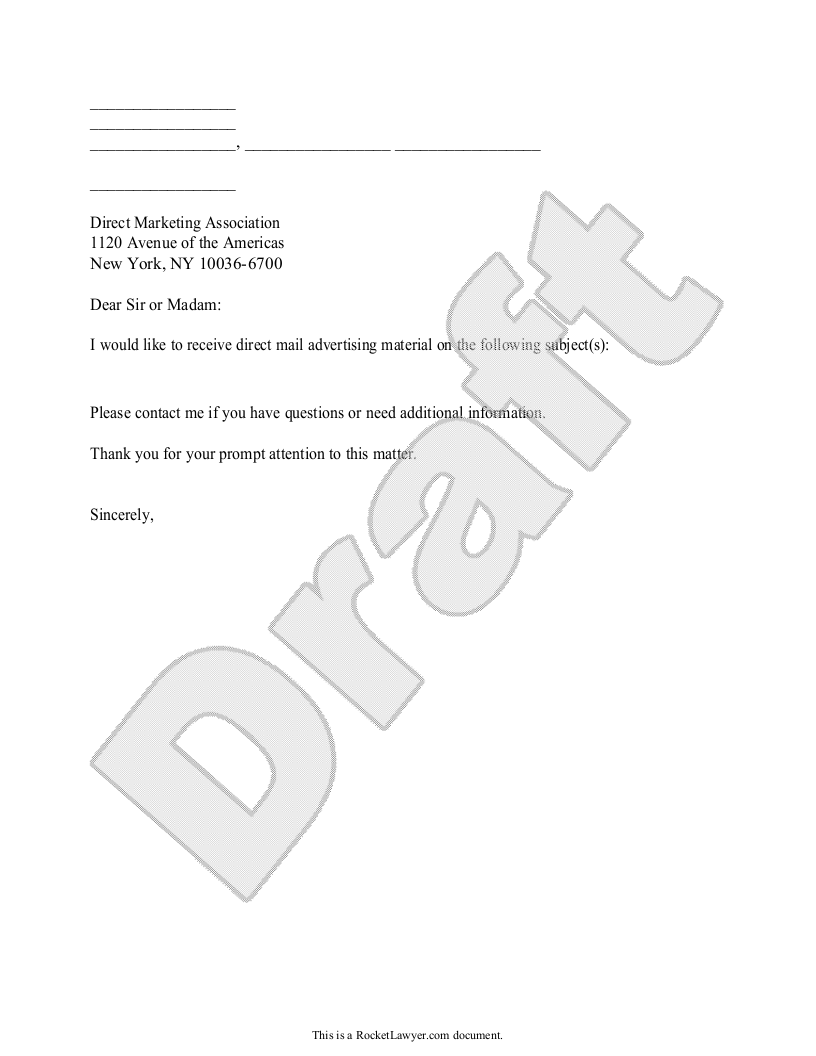 Free Direct Mail Advertising Request - Rocket Lawyer
