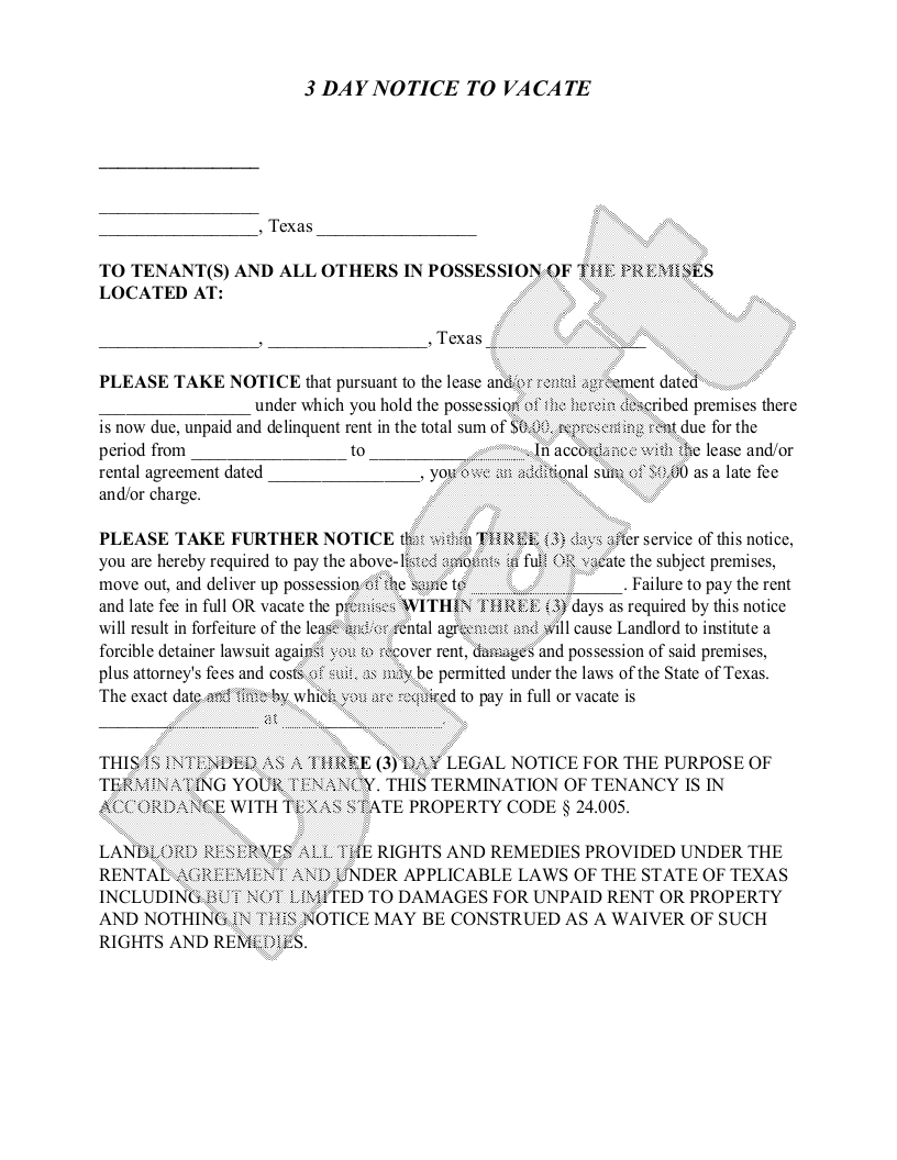 Free Texas Eviction Notice Forms Process Laws Word Pdf Eforms Free 