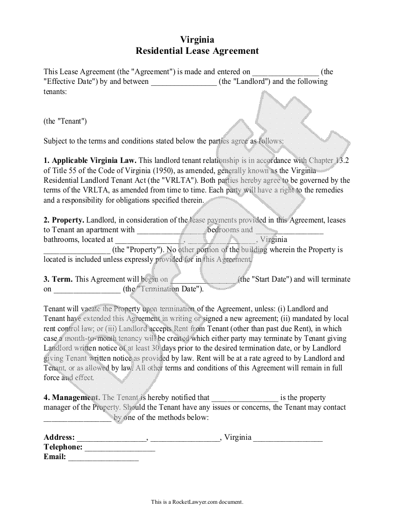 Free Virginia Lease Agreement Template | Rocket Lawyer