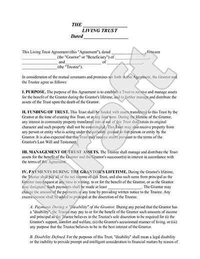 Free Living Trust Free To Print Save Download