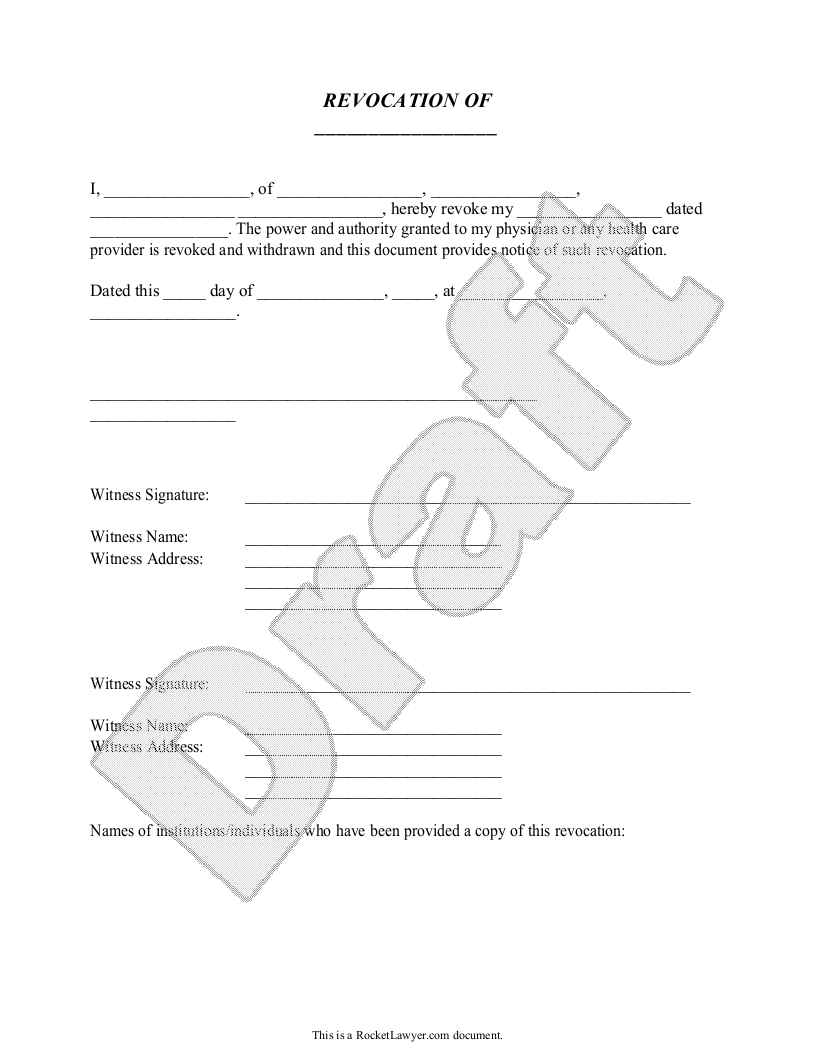 Free Living Will Revocation Template & FAQs - Rocket Lawyer
