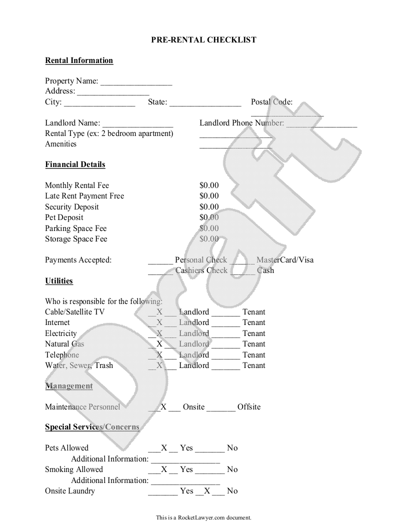 Free Pre-Rental Checklist: Make & Download | Rocket Lawyer
