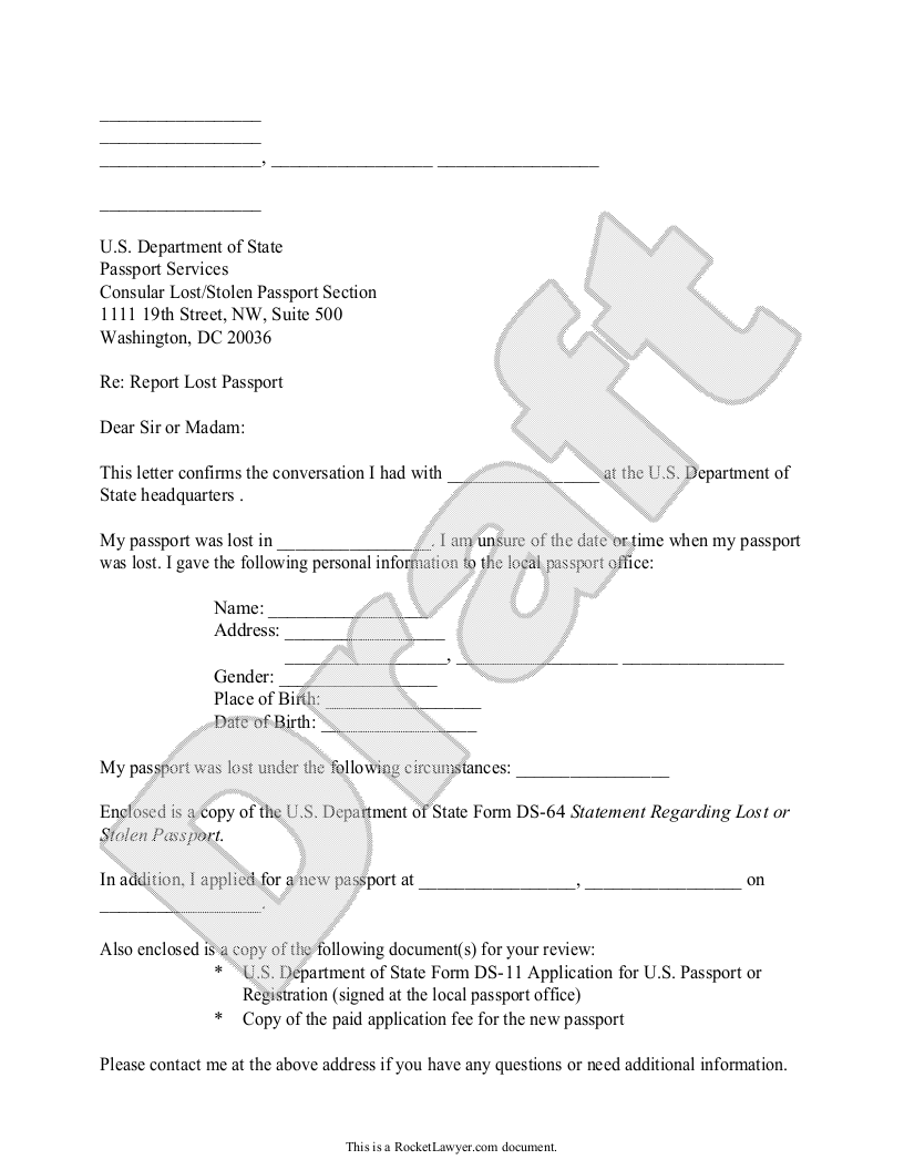 Free Report Lost or Stolen Passport | Rocket Lawyer