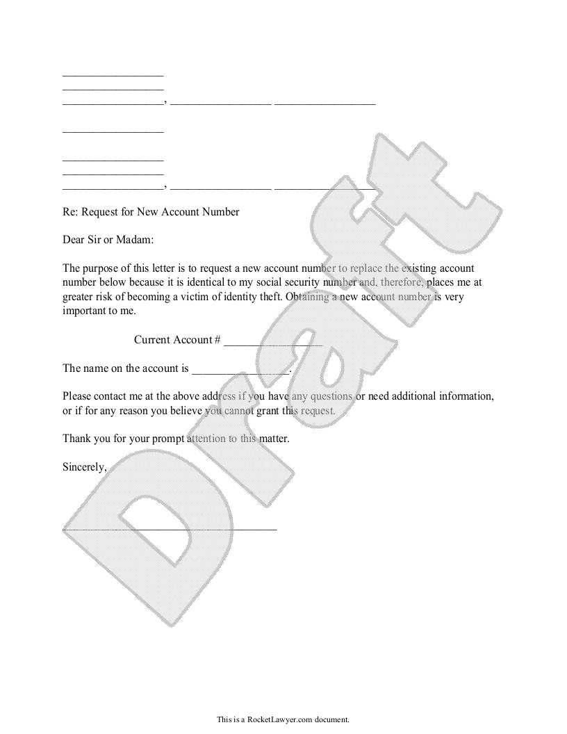 Free Request New Account Number | Free to Print, Save & Download