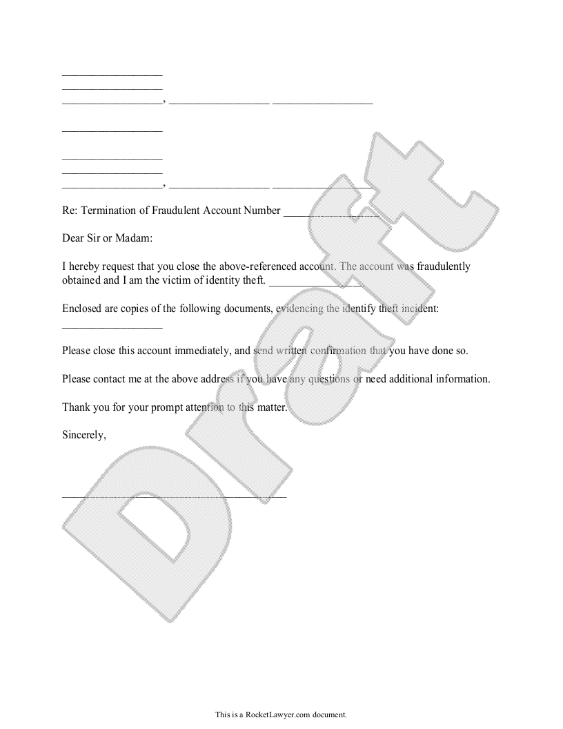 Request to Close an Unauthorized Account | Rocket Lawyer