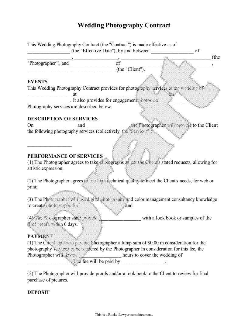 Photography Contract Template Download Lassacopy