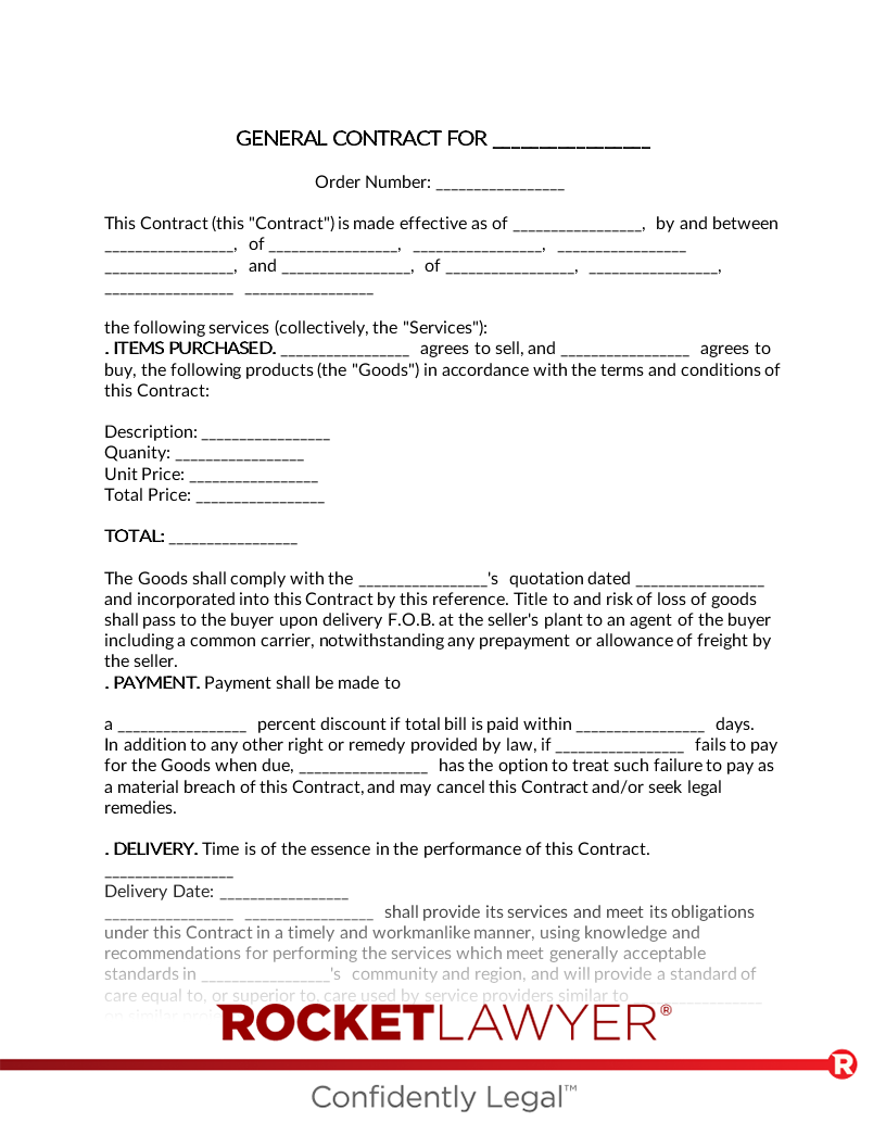 Free Business Contract | Free to Print, Save & Download