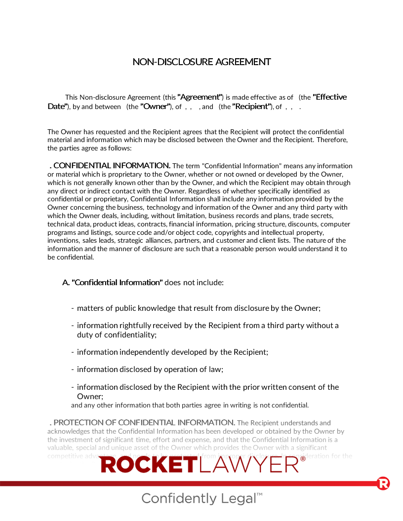 Free Non-Disclosure Agreement | Free to Print, Save & Download