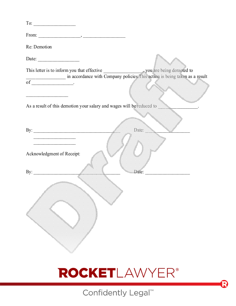 Free Demotion Letter Make Sign Download Rocket Lawyer