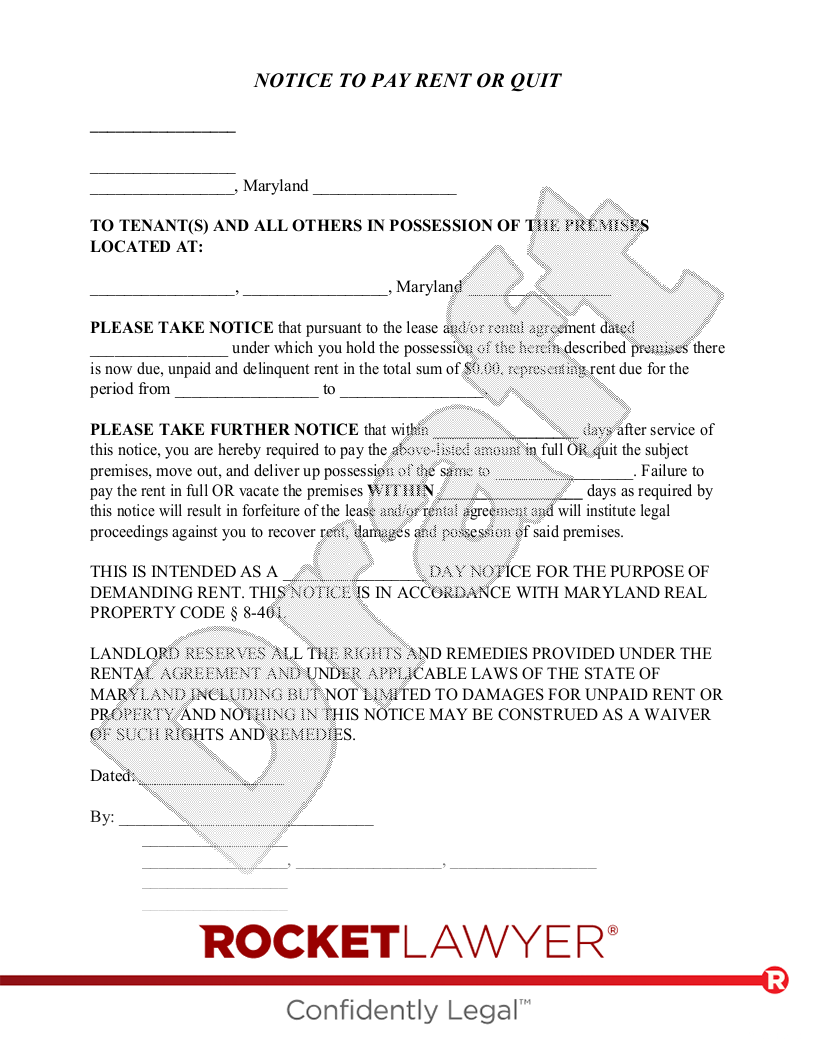 Free MD Eviction Notice Make Download Rocket Lawyer