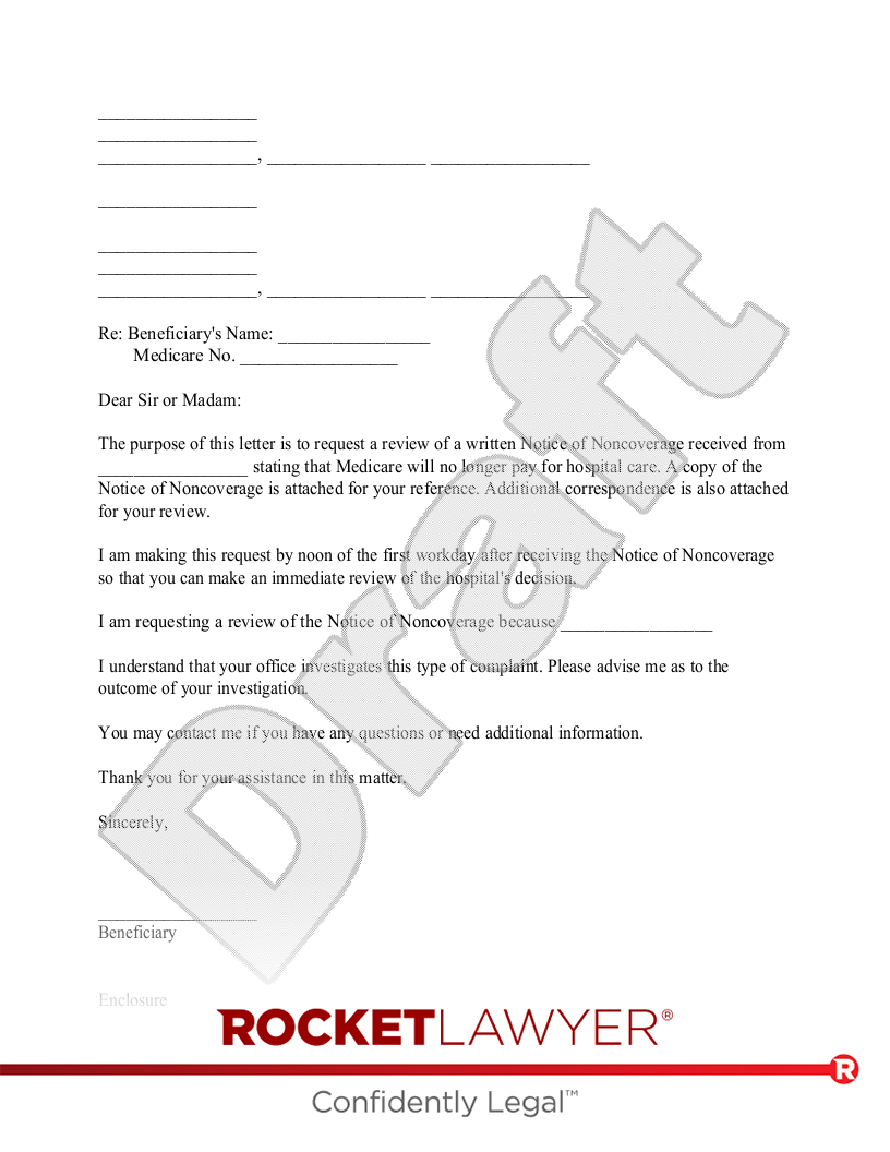 Free Medicare Peer Review Request Letter Rocket Lawyer