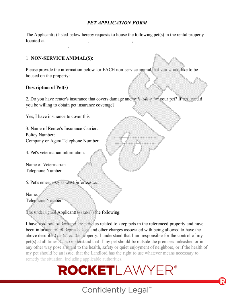 Free Pet Application Template FAQs Rocket Lawyer