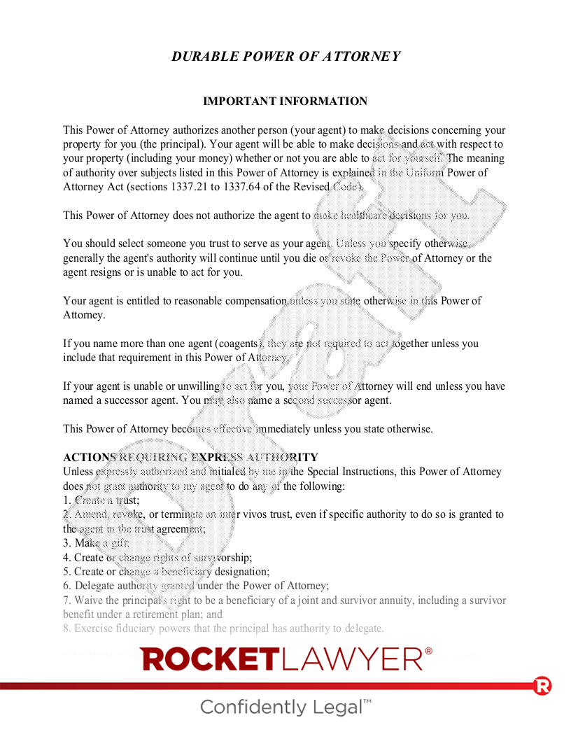 Free Ohio Power Of Attorney Template Sample And Frequently Asked