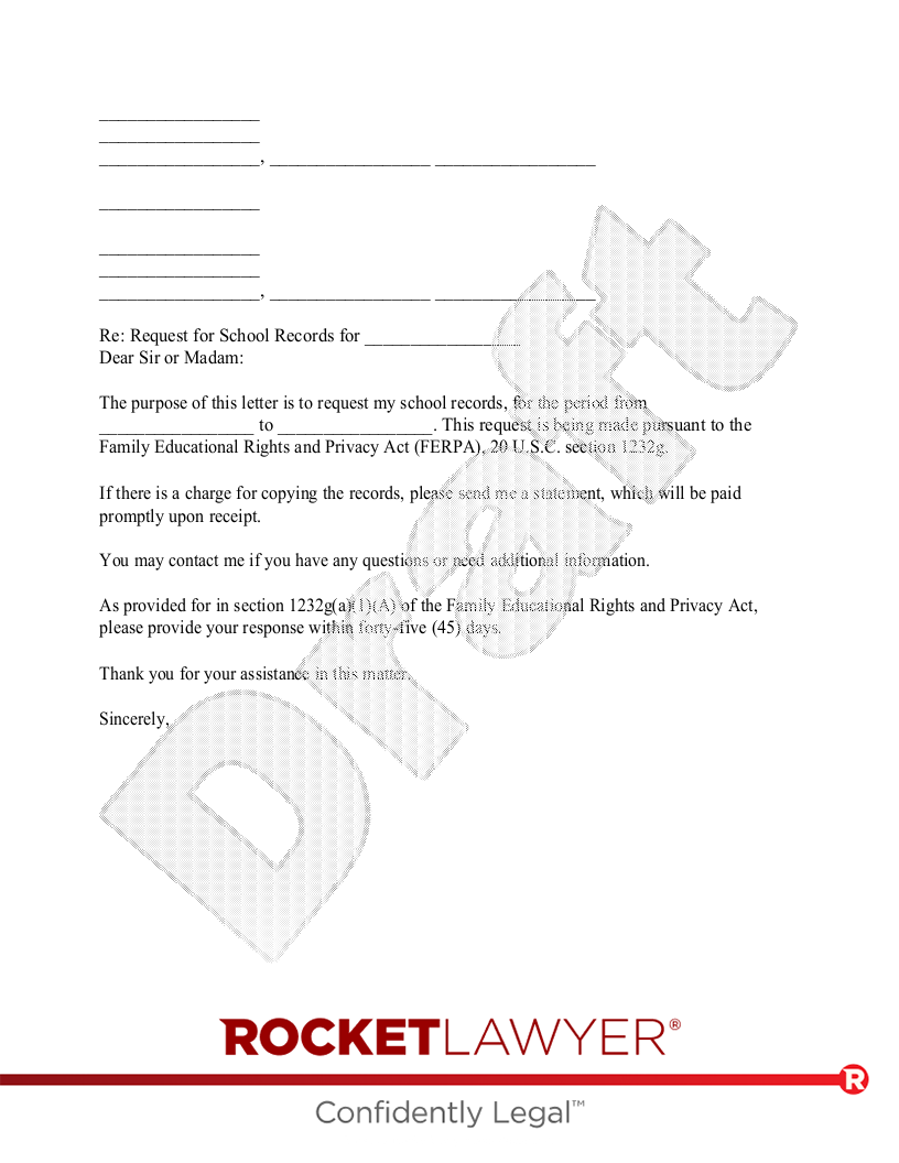 School Statement Of Account Sample