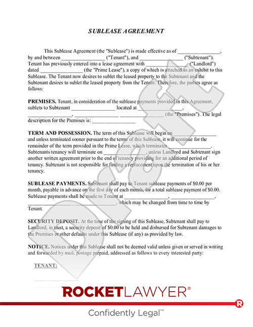 Free Sublease Agreement Make Download Rocket Lawyer