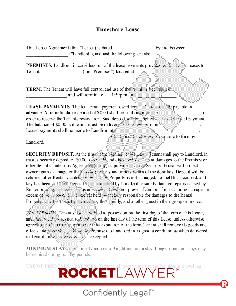 Free Timeshare Lease Make Sign Download Rocket Lawyer