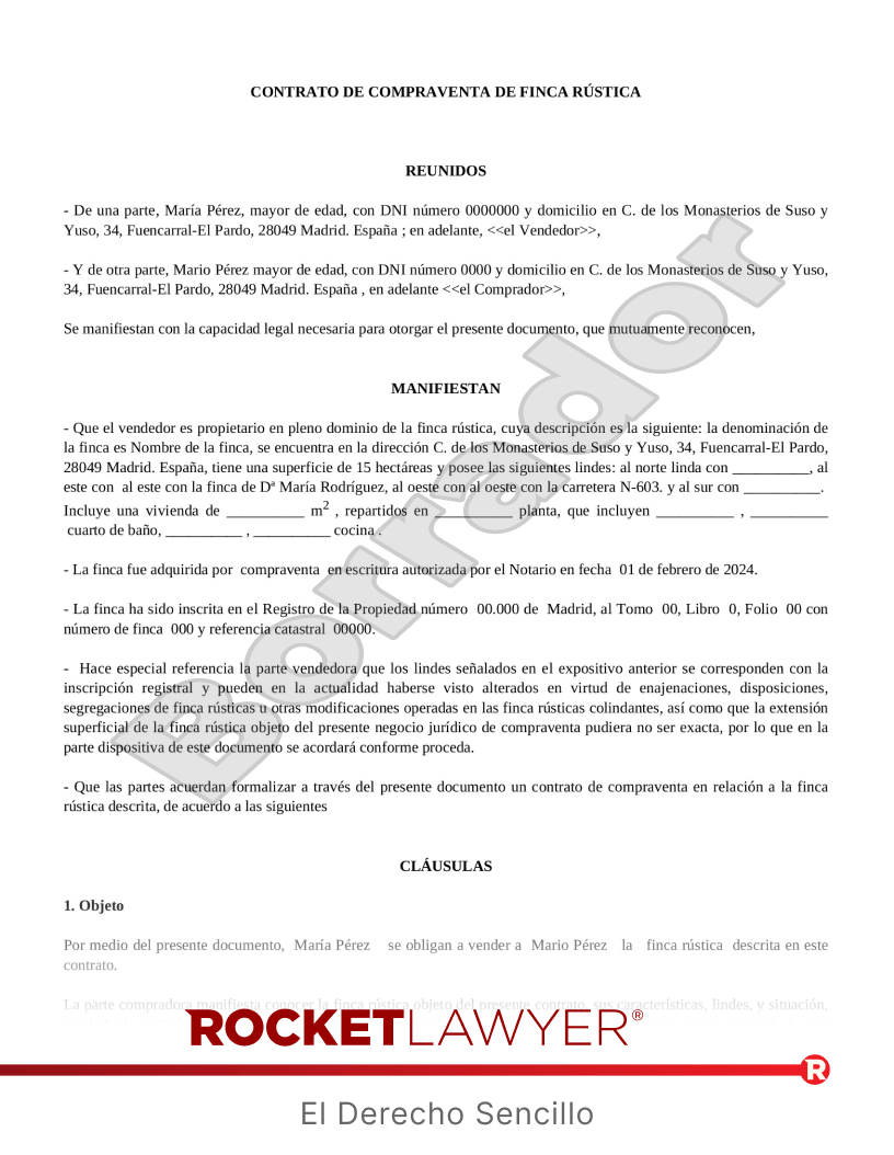 Contrato De Compraventa De Finca Rústica