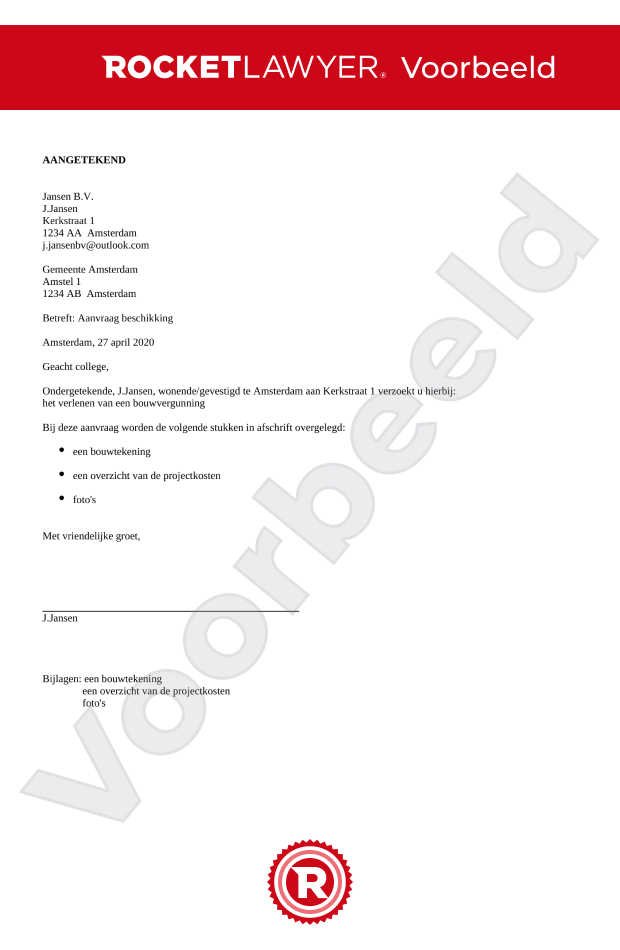 Aanvraag Beschikking - Download Modelbrief Gratis