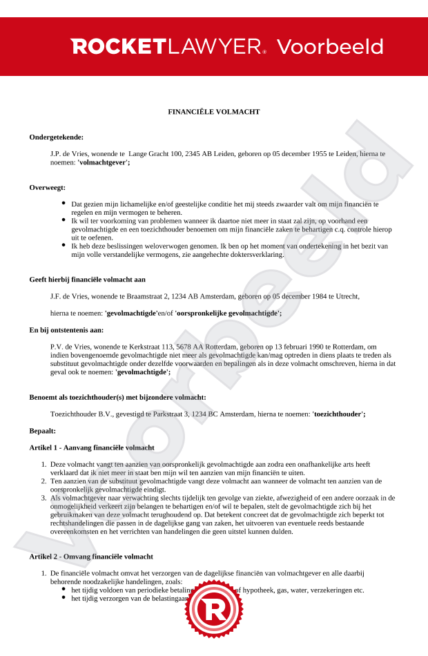 Financiële Volmacht | Download Model Machtiging Gratis