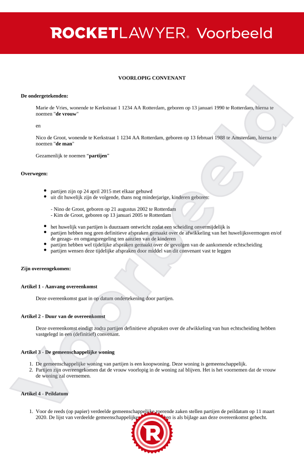 Voorlopige Afspraken Scheiding - Download Model Gratis