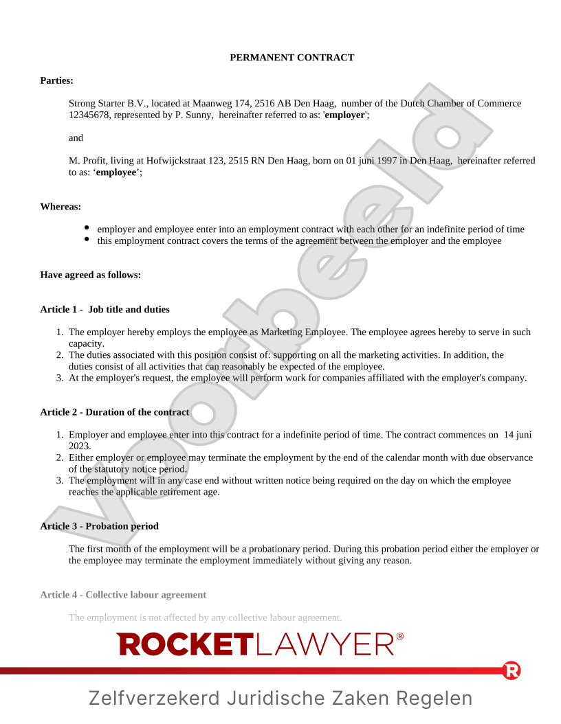 Create Your English Permanent Contract Under Dutch Law
