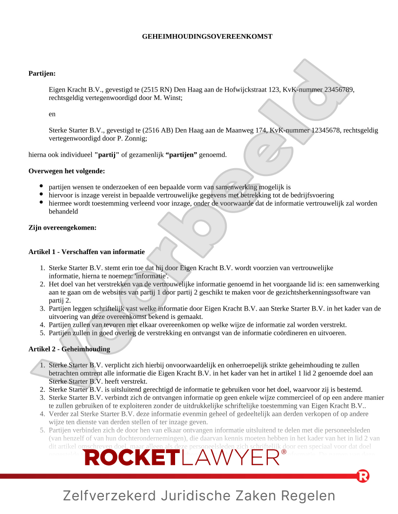 Geheimhoudingsverklaring - Download Model NDA