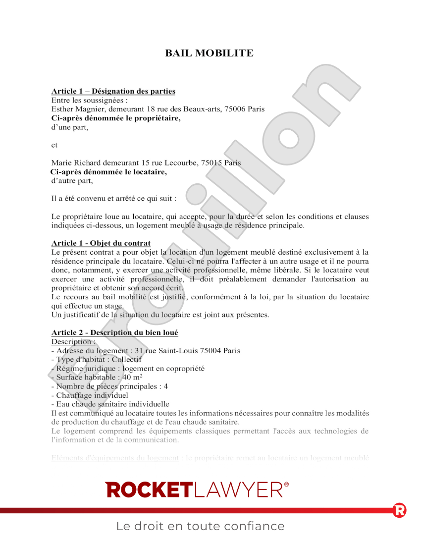 Bail mobilité : Définition, règles et modèle de contrat gratuit