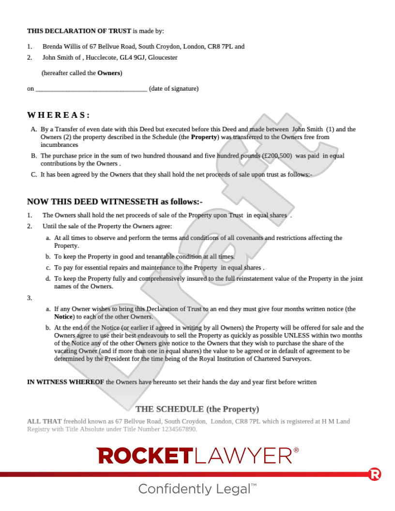 Declaration Of Trust Template FAQs Rocket Lawyer UK