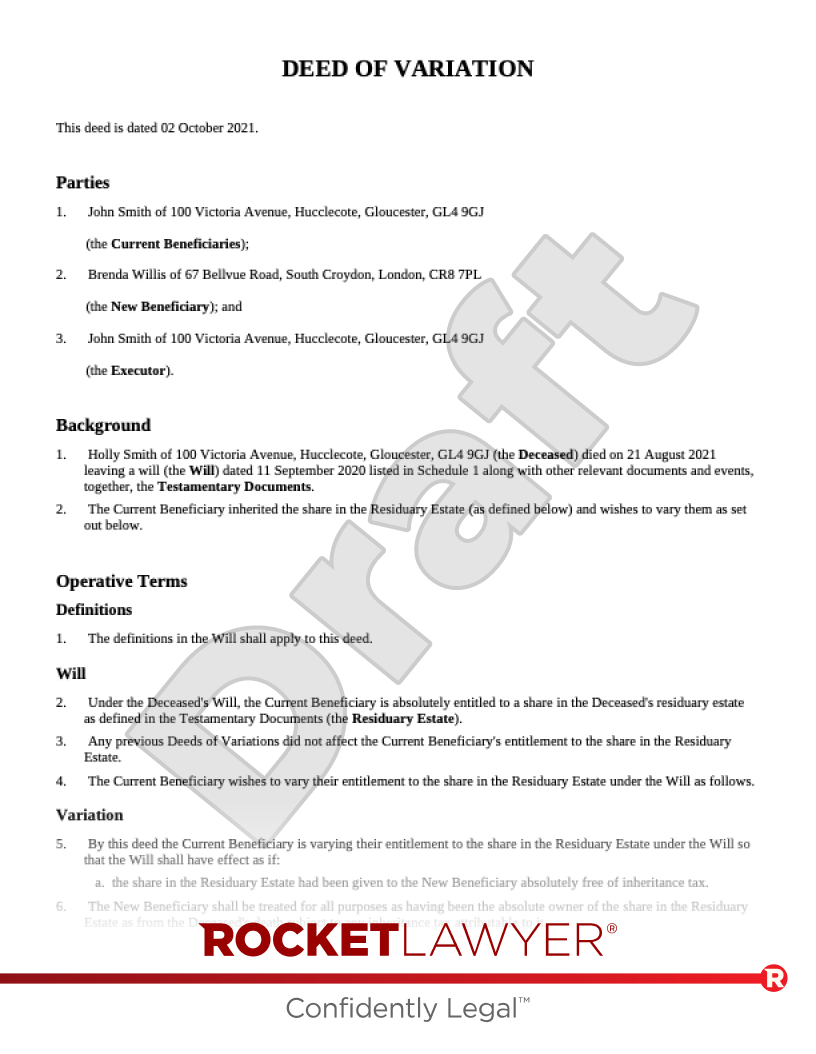 Deed Of Gift Letter Template Uk Infoupdate