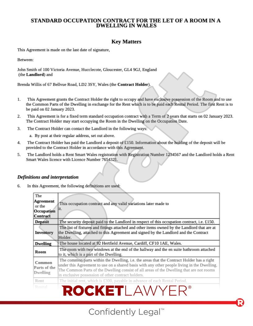 Occupation Contract Room Template Rocket Lawyer UK Occupation Contract Room Template Rocket Lawyer UK