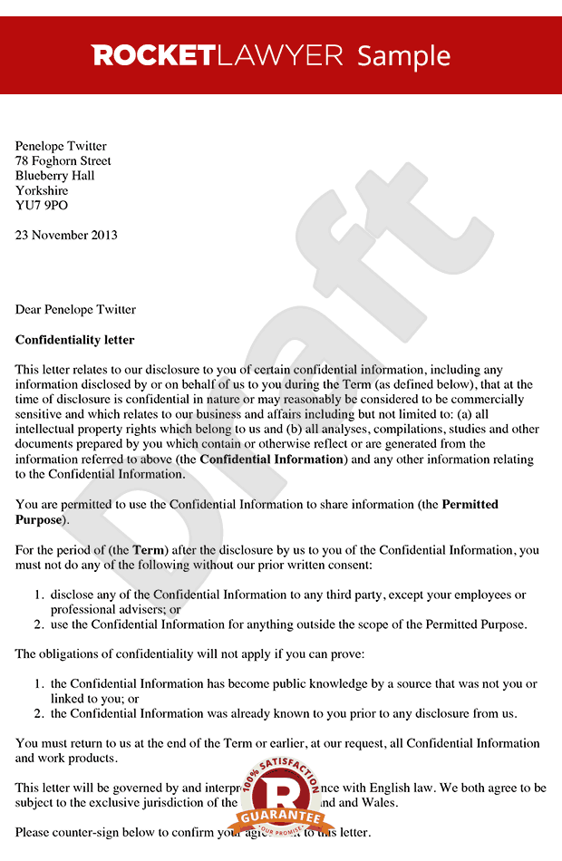 Confidential Letter Template