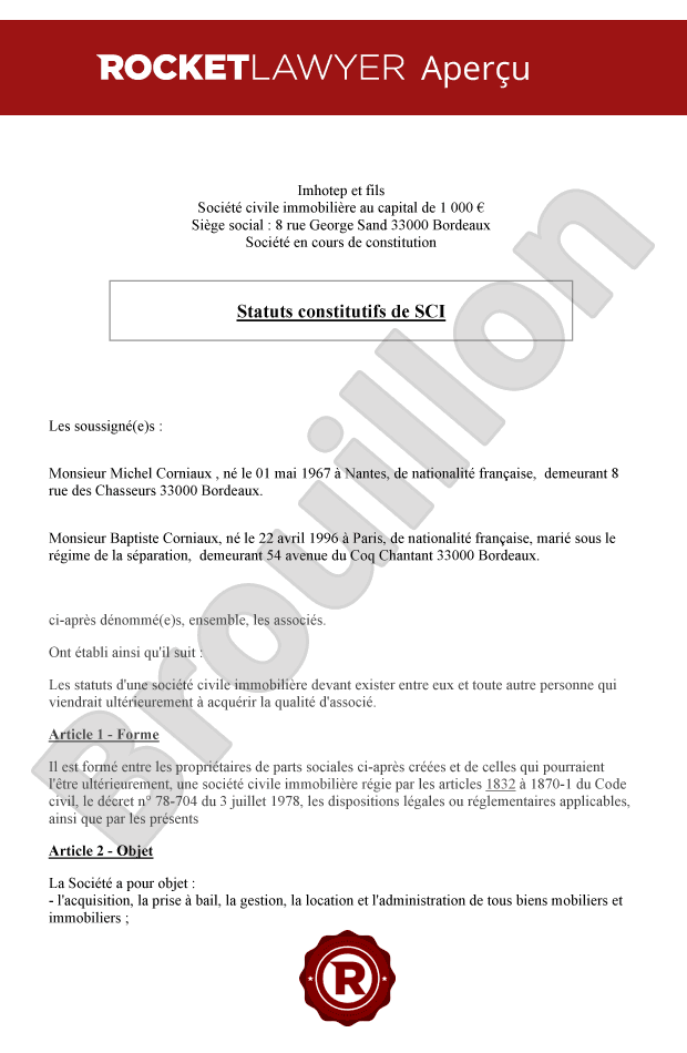 Statuts SCI : créez vos statuts gratuitement