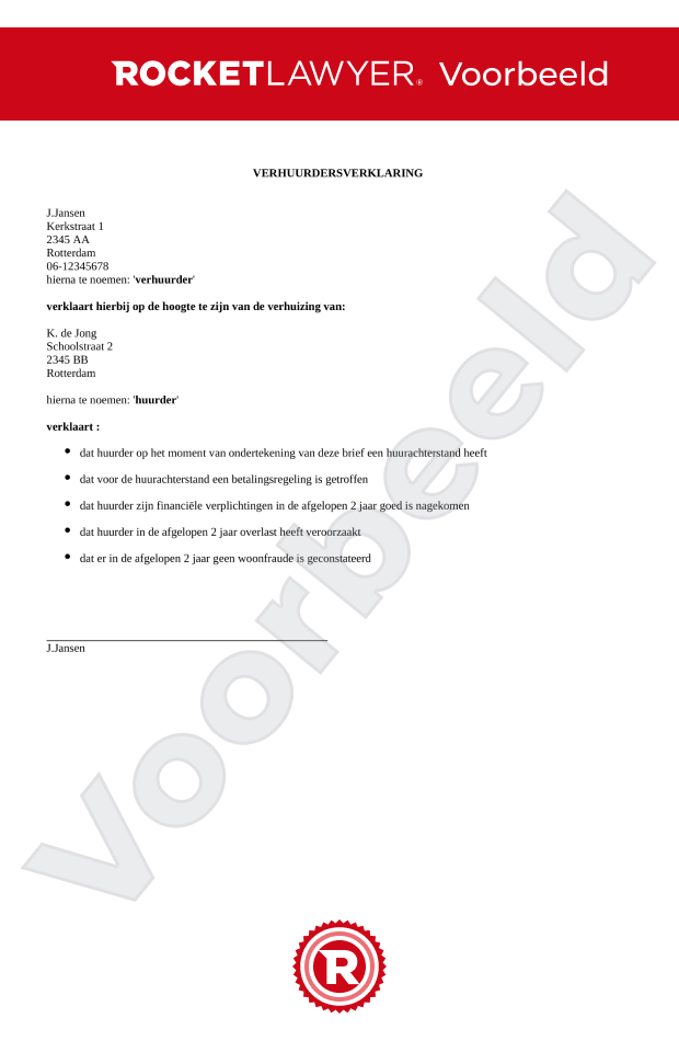 Verklaring Voorbeeld