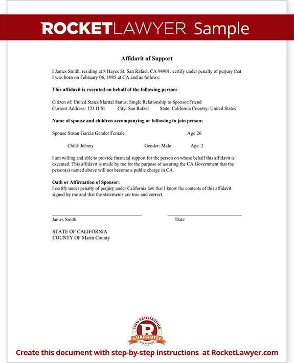 Affidavit Of Support Form Sample Affidavit Of Support